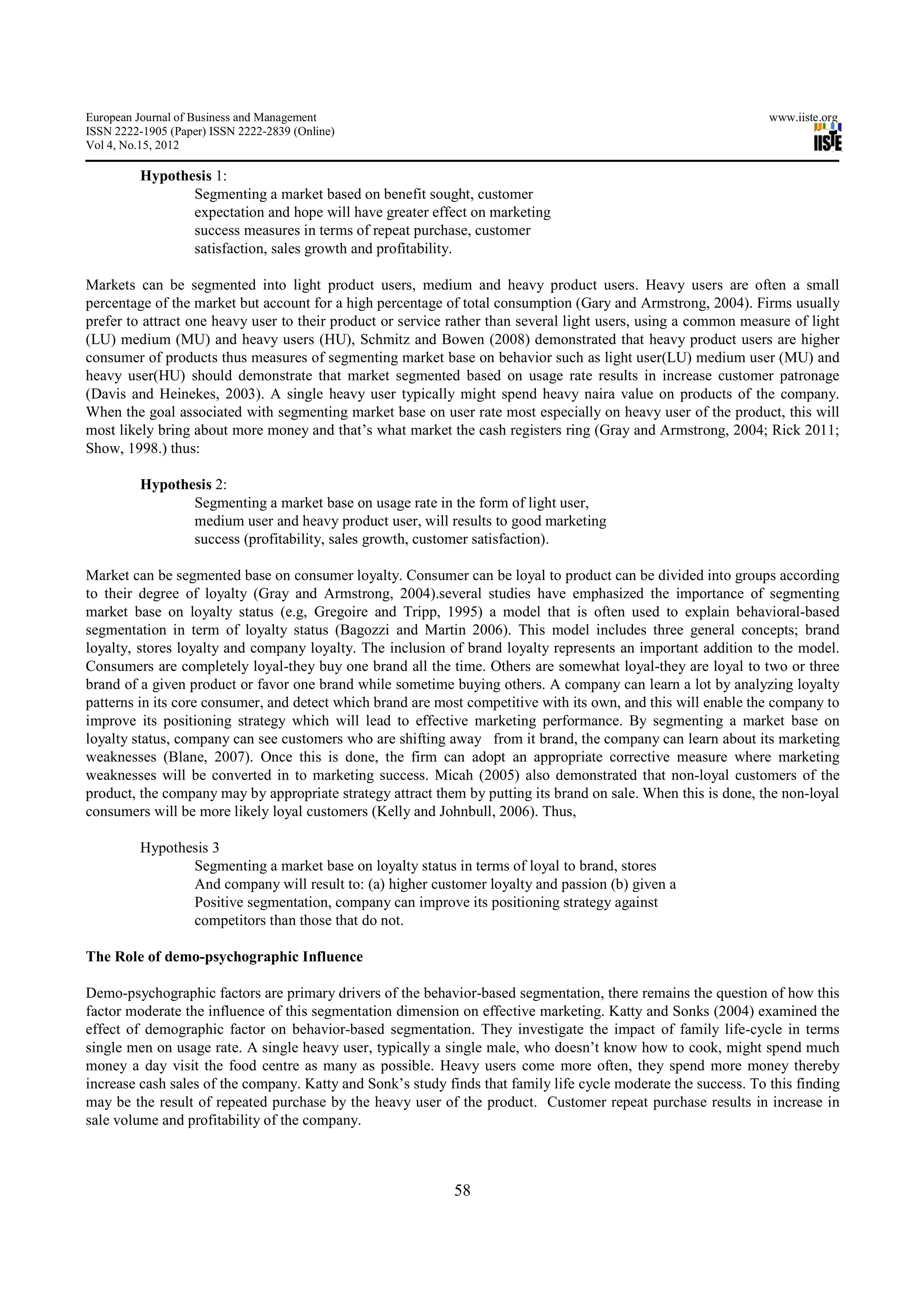 Behavioral based segmentation and marketing success | PDF
