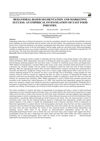 Behavioral based segmentation and marketing success | PDF