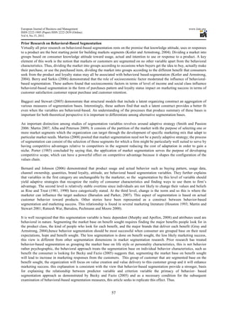 Behavioral based segmentation and marketing success | PDF