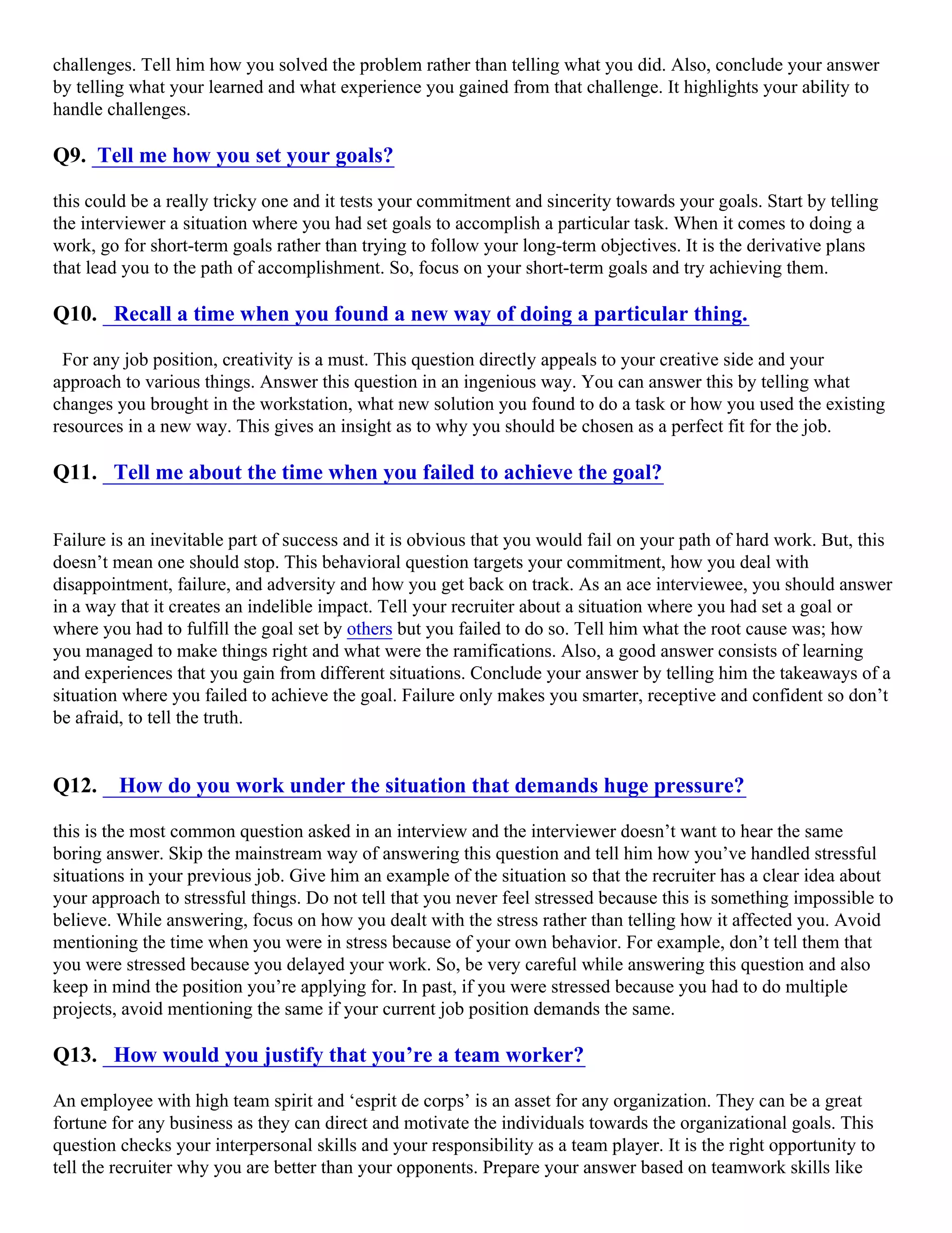 Behavioral Interview Questions and Answers | PDF