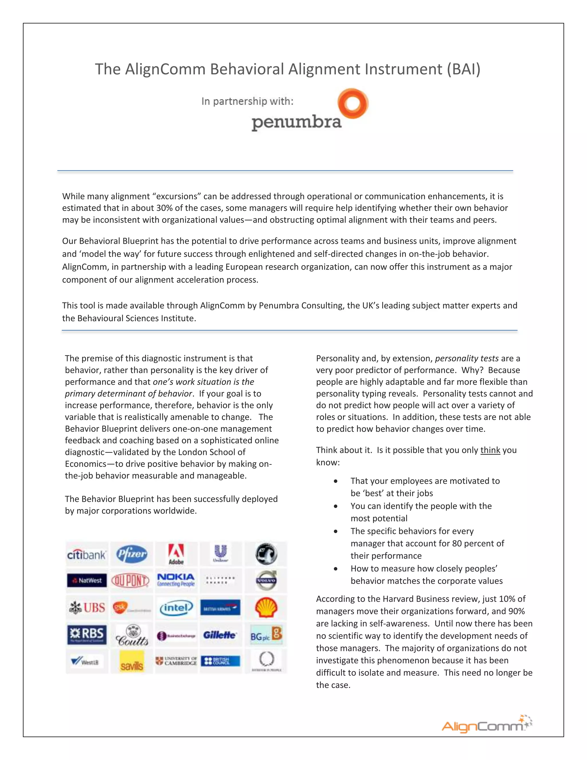 Behavioral Alignment Instrument | PDF