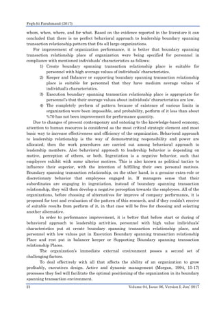 Behavioral Approach to Leadership Boundary Spanning Transaction Relationship Pattern | PDF