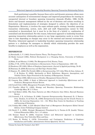 Behavioral Approach to Leadership Boundary Spanning Transaction ...