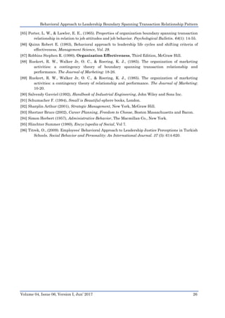Behavioral Approach to Leadership Boundary Spanning Transaction ...