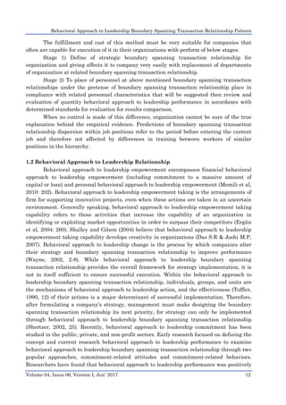 Behavioral Approach to Leadership Boundary Spanning Transaction Relationship Pattern | PDF
