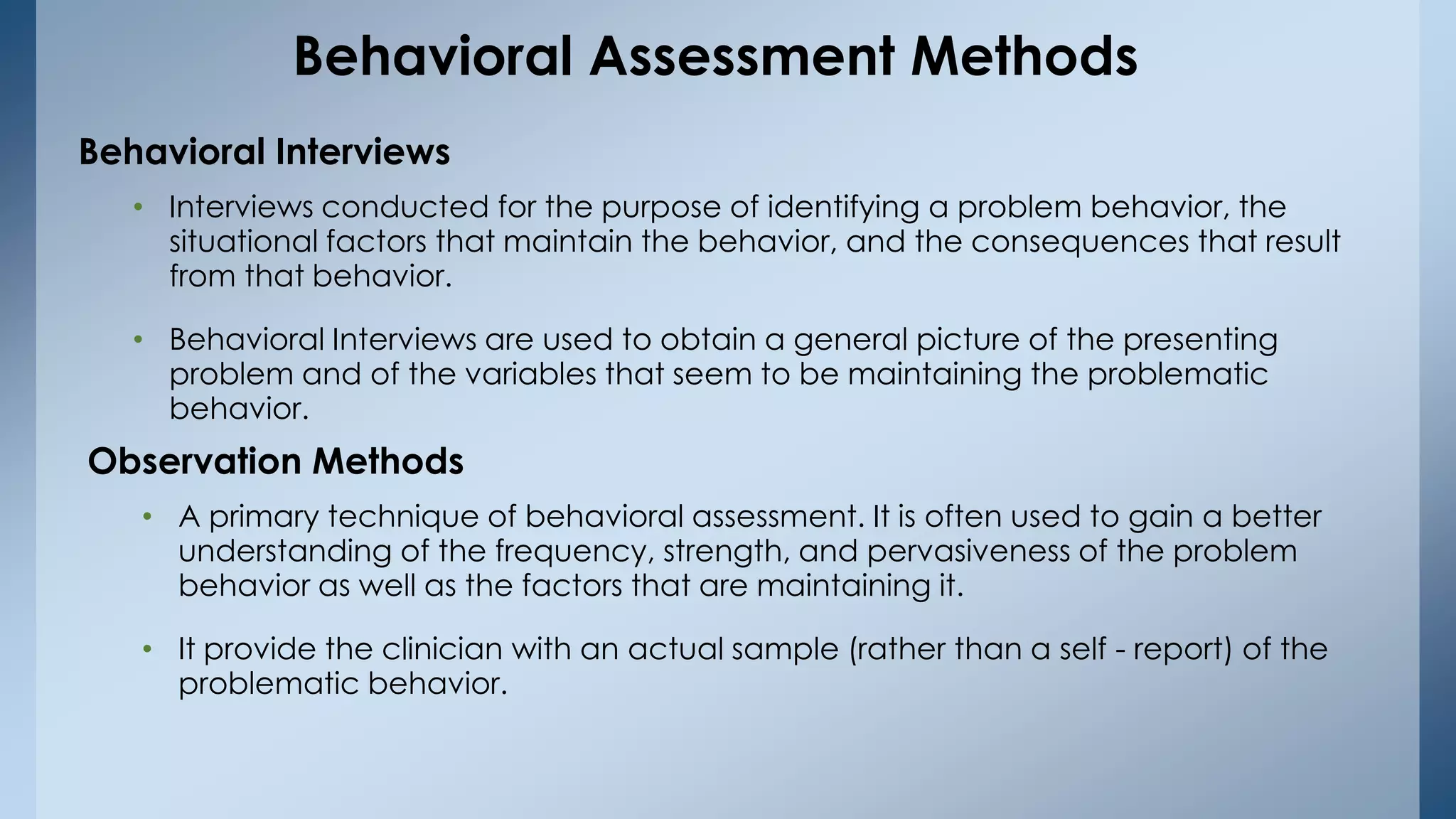 Behavioral assessment - Clinical Psychology | PPTX