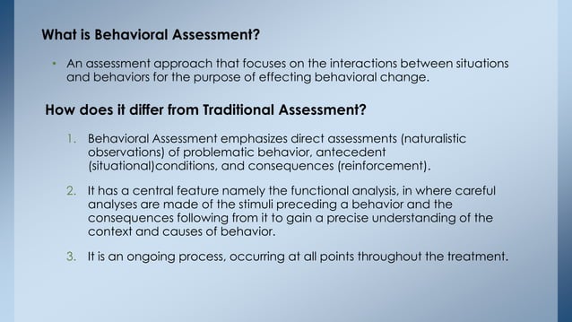 Behavioral assessment - Clinical Psychology | PPTX