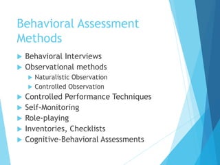 behavioral assessment in psychological testing | PPT