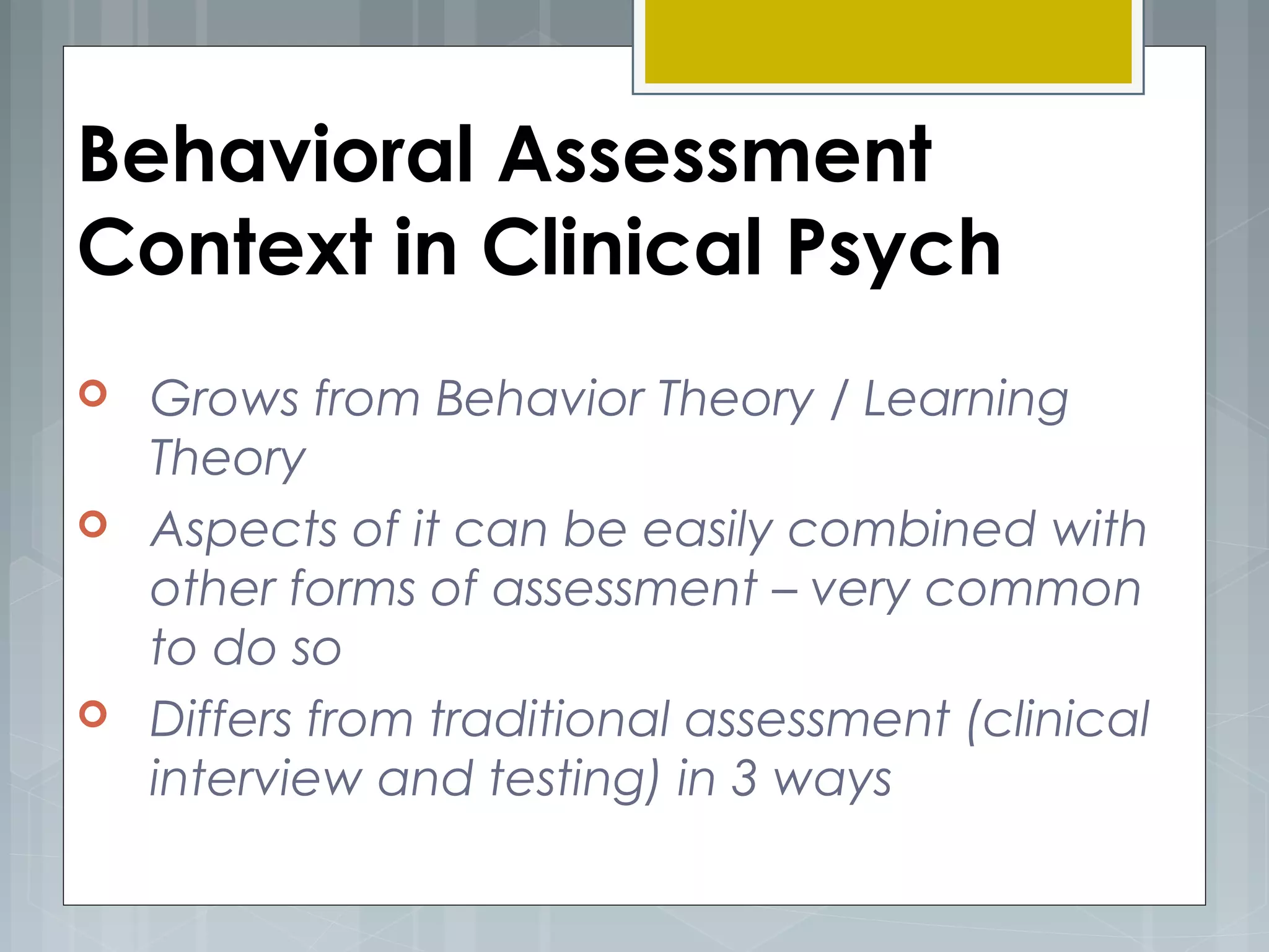 Behavioral assessment | PPT