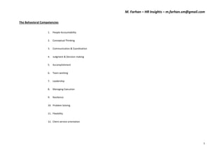 Behavioral Competency Dictionary | PDF