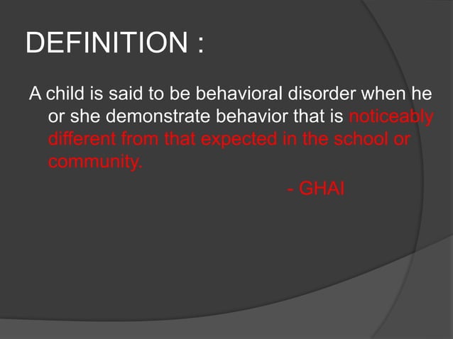 Behavioral disorder | PPT