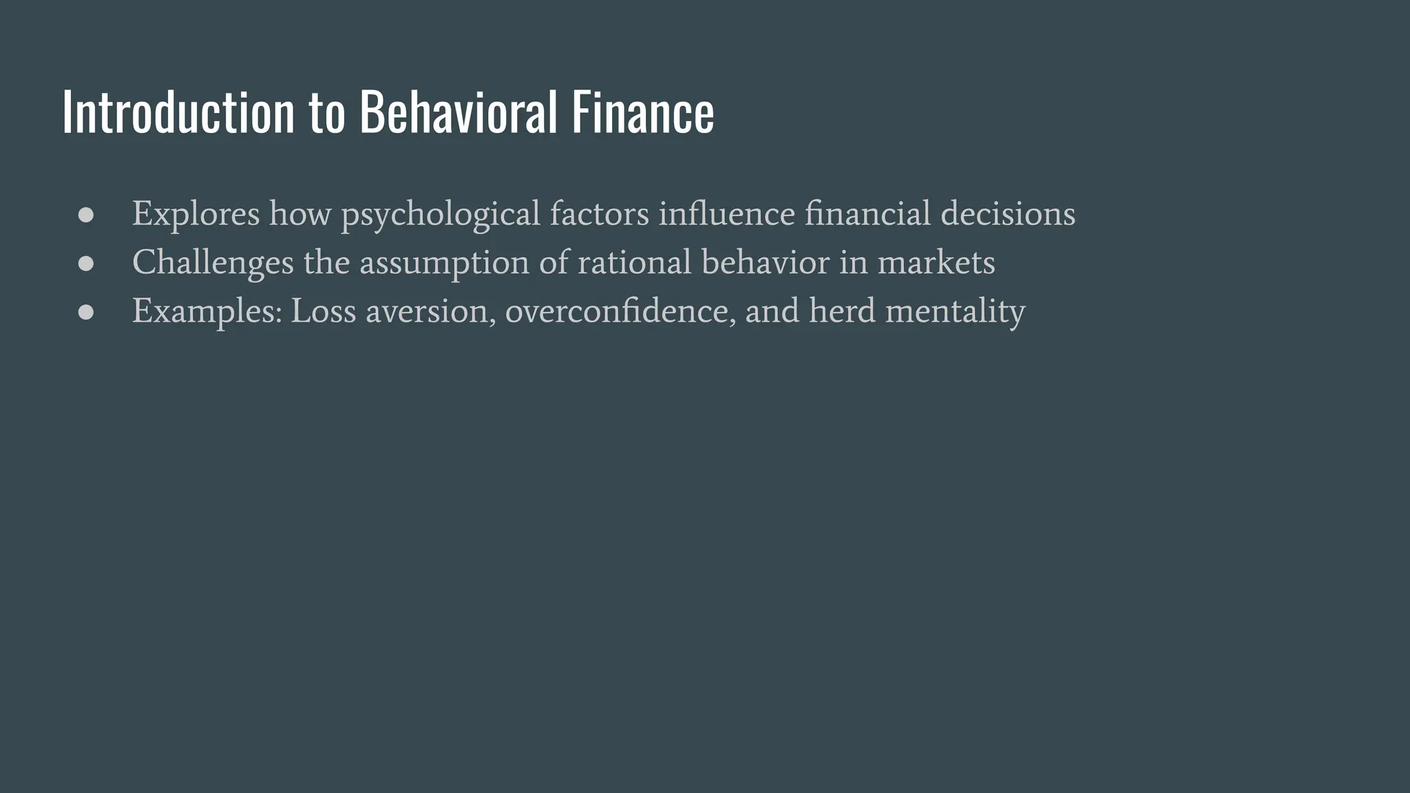 Behavioral Finance Understanding Investment Psychology | PPT