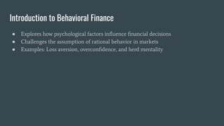 Behavioral Finance Understanding Investment Psychology | PDF