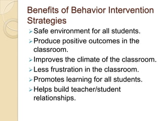 Behavioral intervention strategies | PPTX