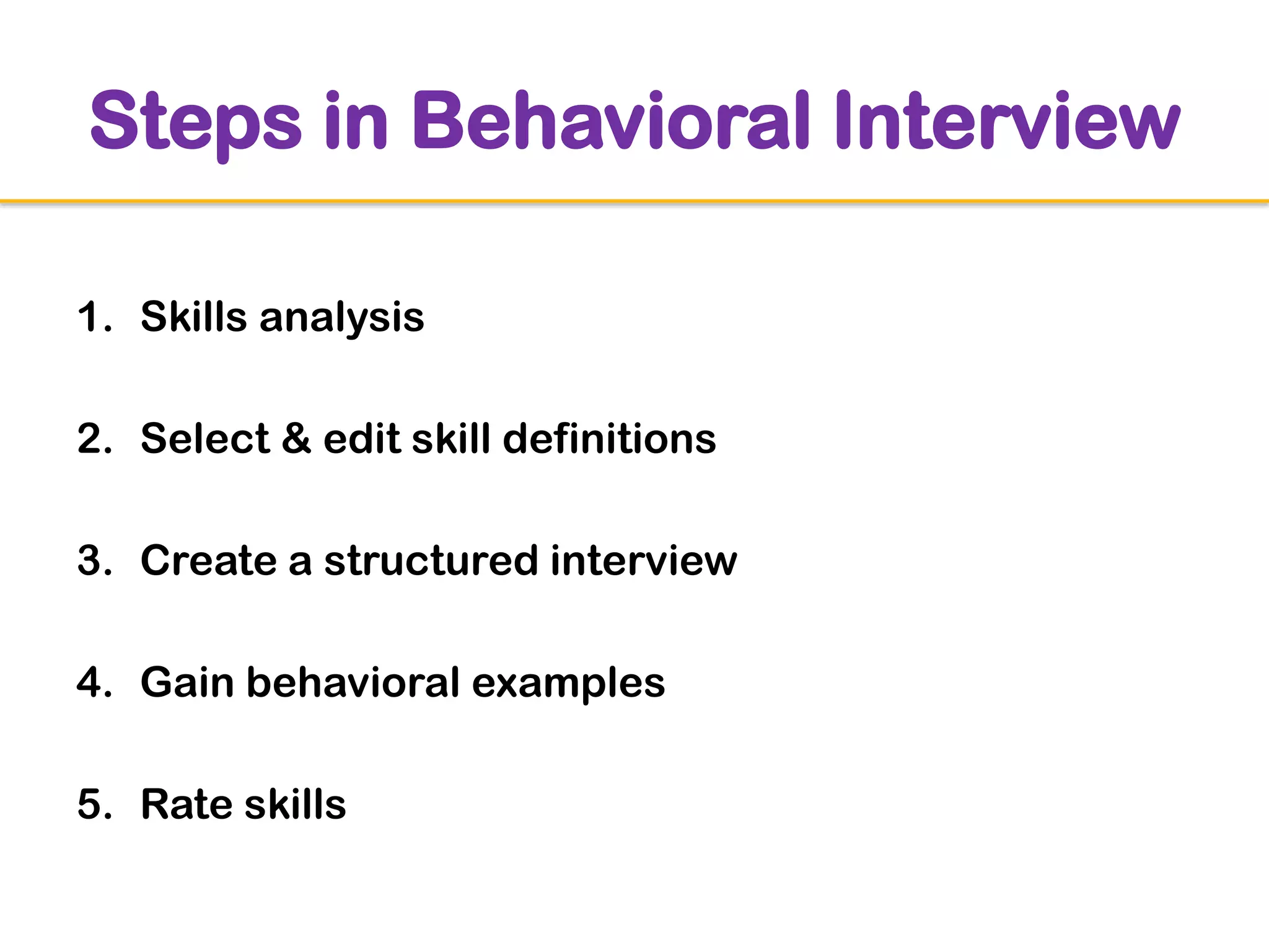 Behavioral Interview & Competency Framework | PPT