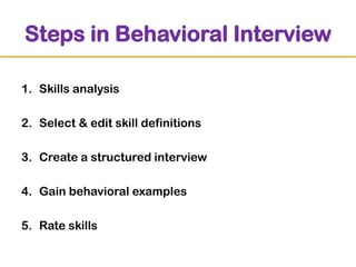 Behavioral Interview & Competency Framework | PPT
