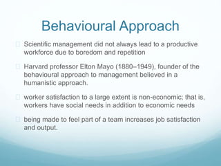 Behavioral management approach | PPTX