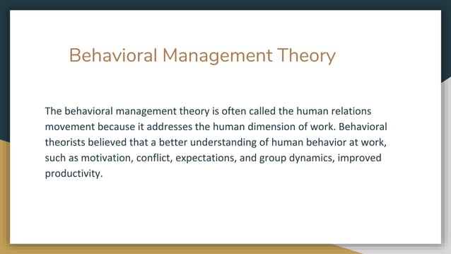 Behavioral management theory | PPTX