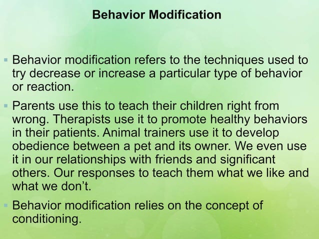 Behavioral modification | PPT