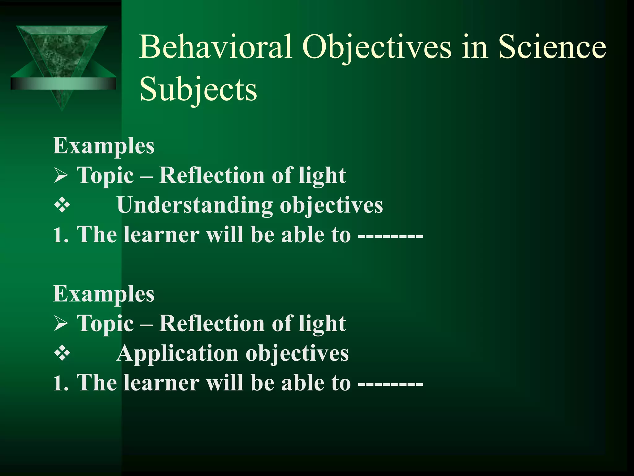 Behavioral objectives | PPT | Educational Assessment | Education