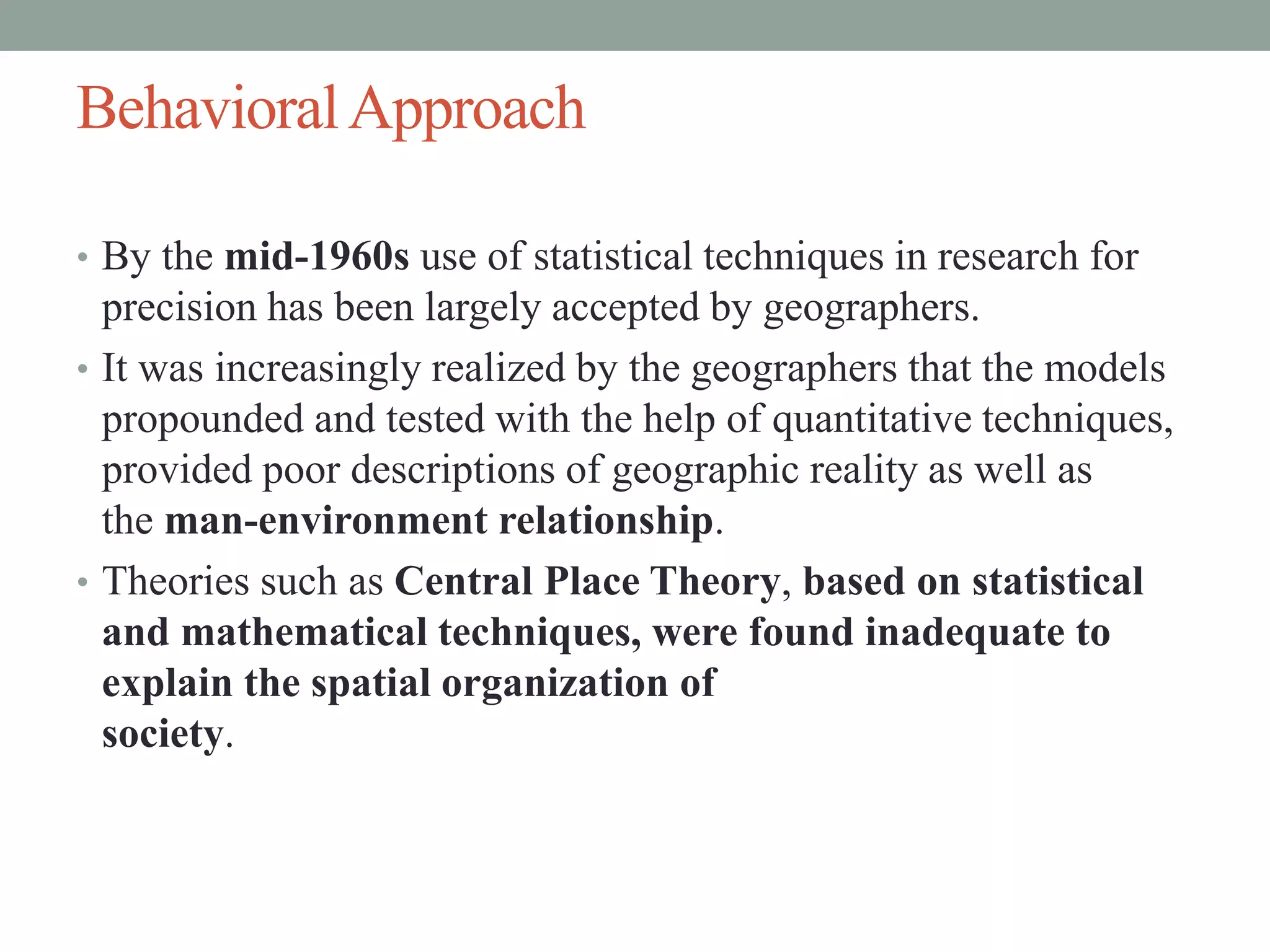 Behavioral perspective in geography | PPTX
