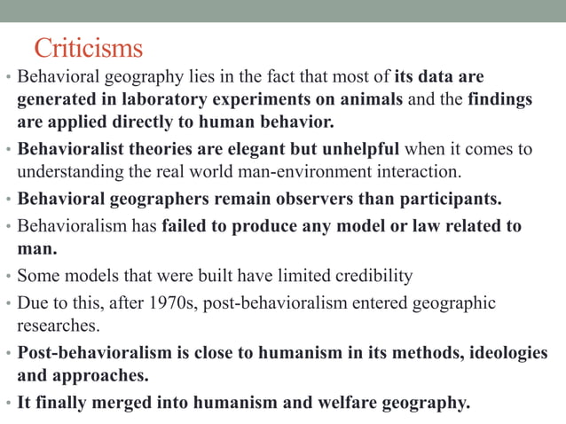 Behavioral perspective in geography | PPTX