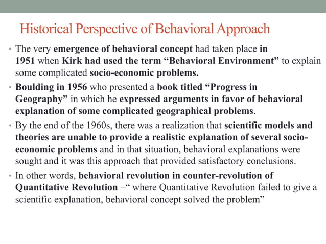 Behavioral perspective in geography | PPTX