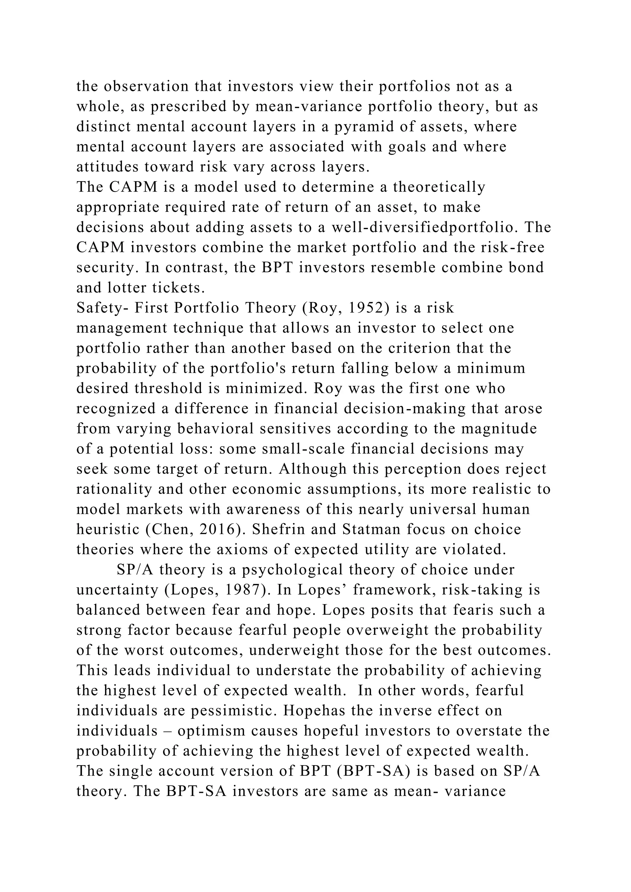 Behavioral Portfolio TheoryBehavioral portfolio theory(BPT), int.docx