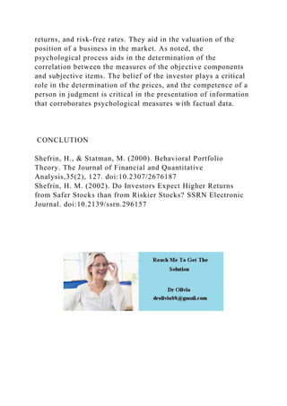 Behavioral Portfolio TheoryBehavioral portfolio theory(BPT), int.docx