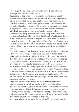 Behavioral Portfolio TheoryBehavioral portfolio theory(BPT), int.docx ...