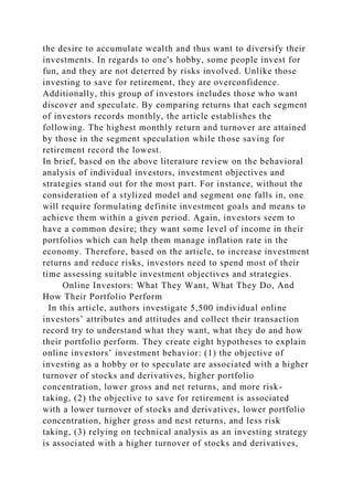 Behavioral Portfolio Theorybehavioral Portfolio Theory Bpt Int Docx