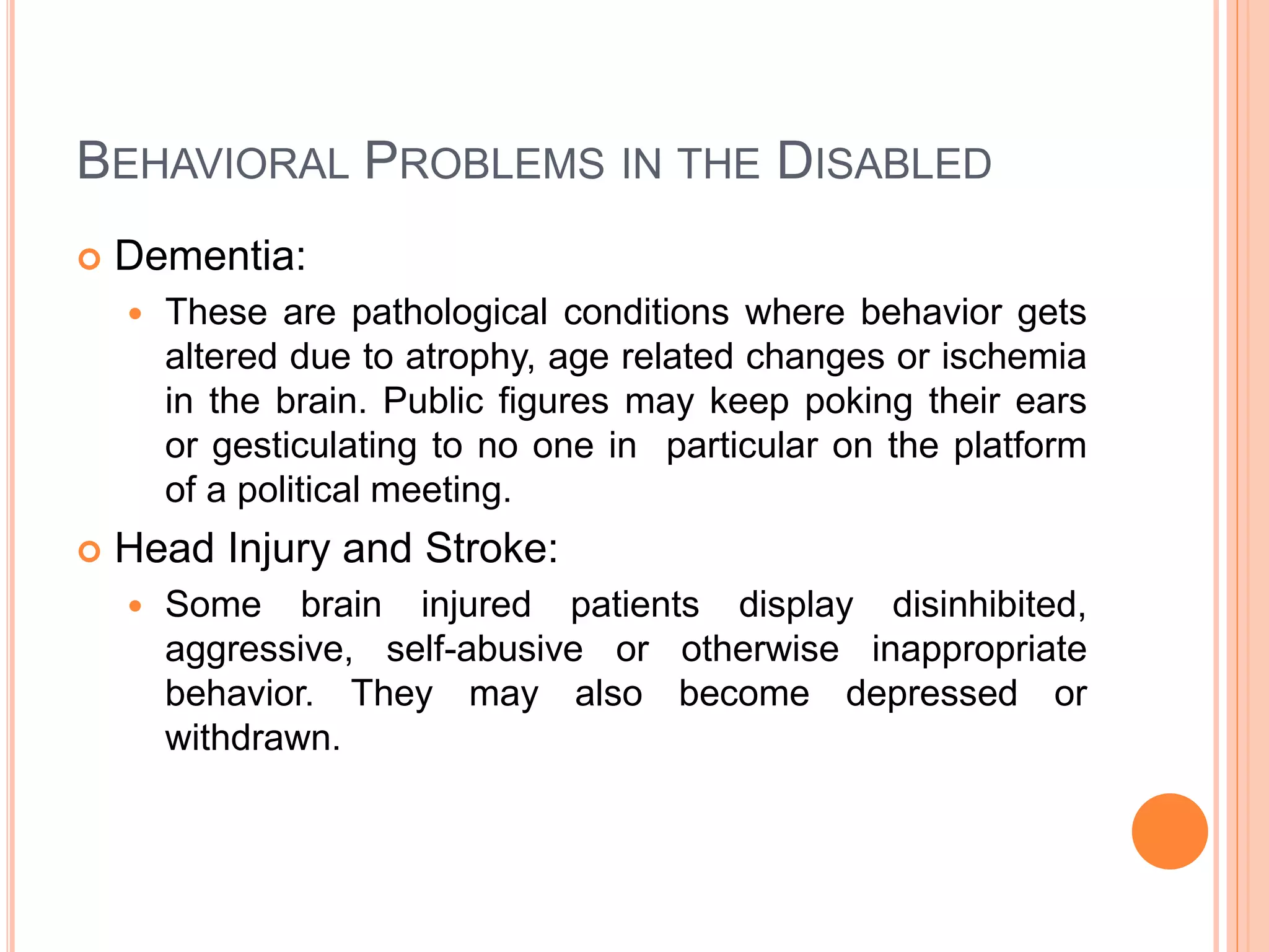 Behavioral problems and learning for Rehabilitation | PPTX