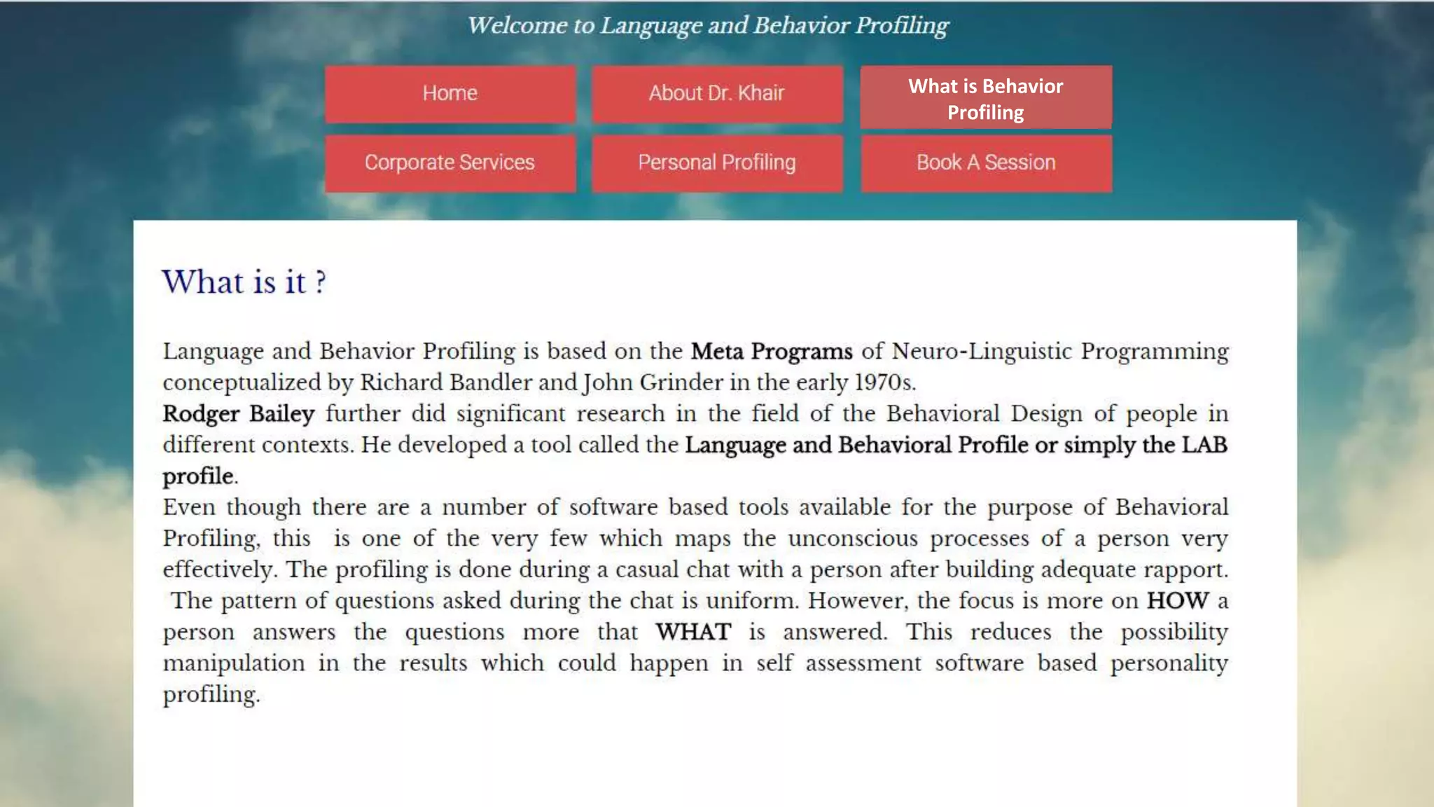 Behavioral profiling | PPSX