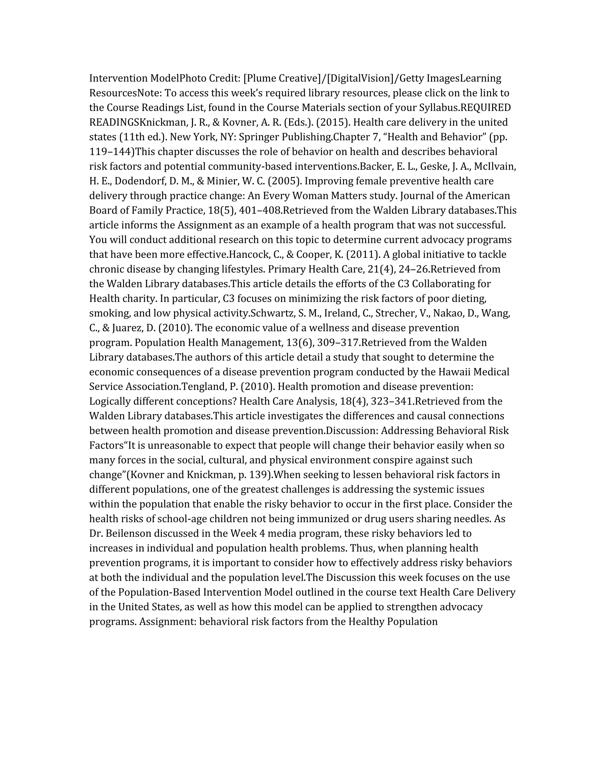 behavioral risk factors from the Healthy Population.docx