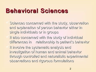Behavioral sciences | PPT
