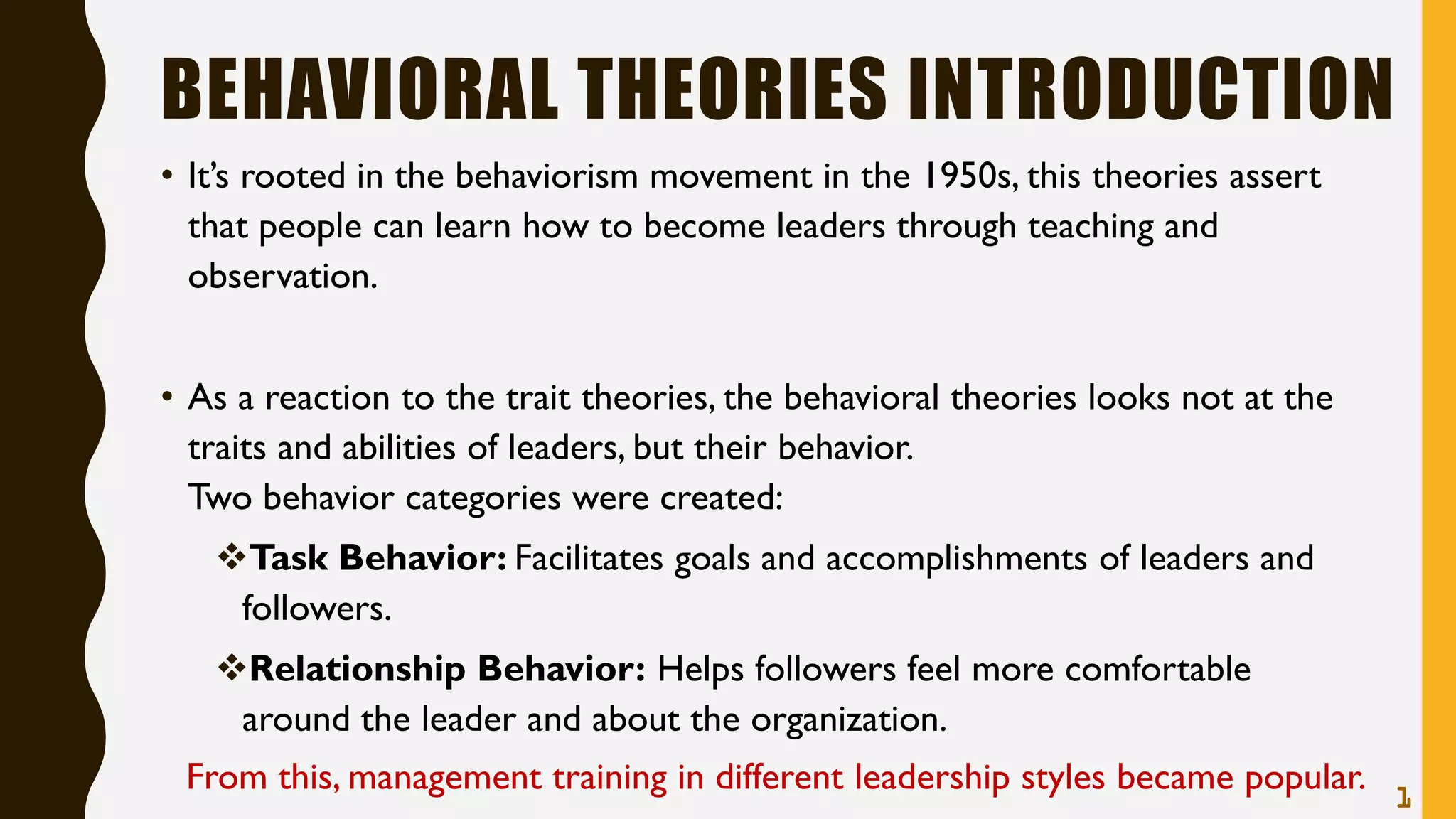 Behavioral Theories of Leadership | PDF