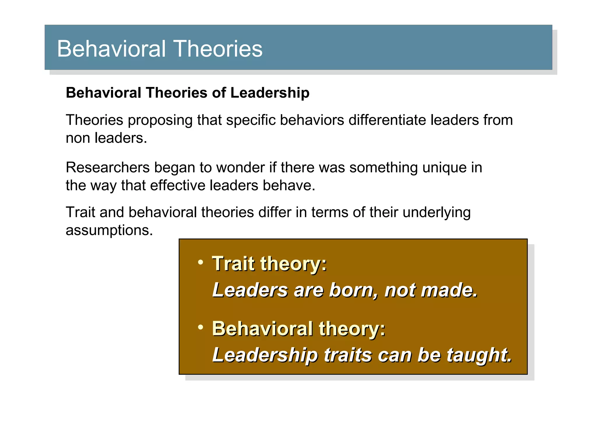 Behavioral theories of leadership | PPT