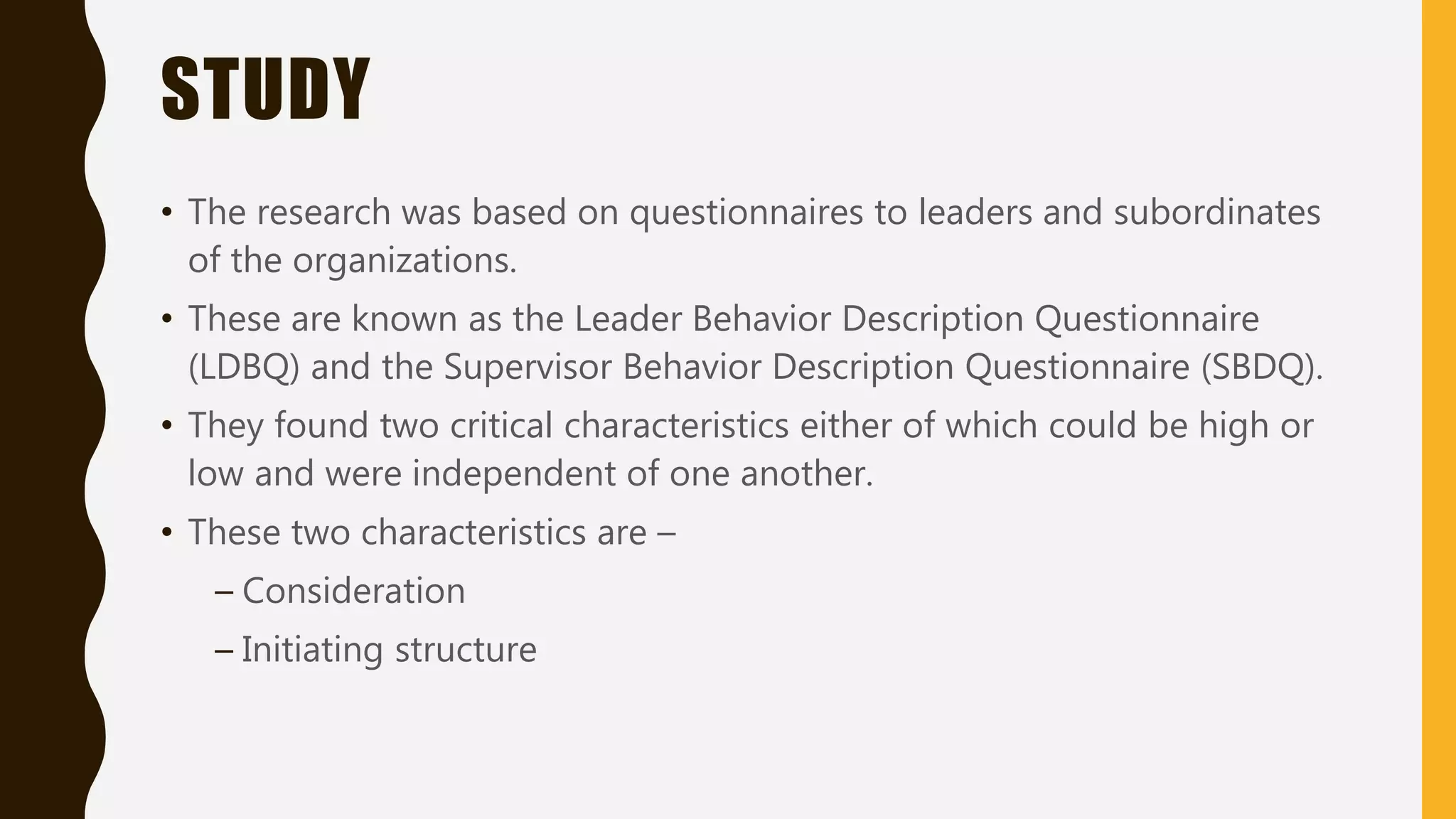 Ohio State Studies (Behavioral Theories of Leadership) | PPTX