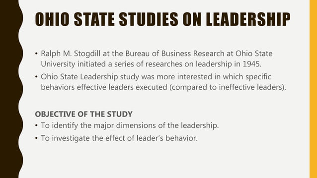 Ohio State Studies (Behavioral Theories of Leadership) | PPTX ...