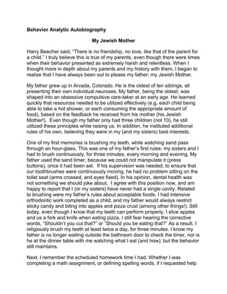 Behavior analytic autobiography student example | PDF