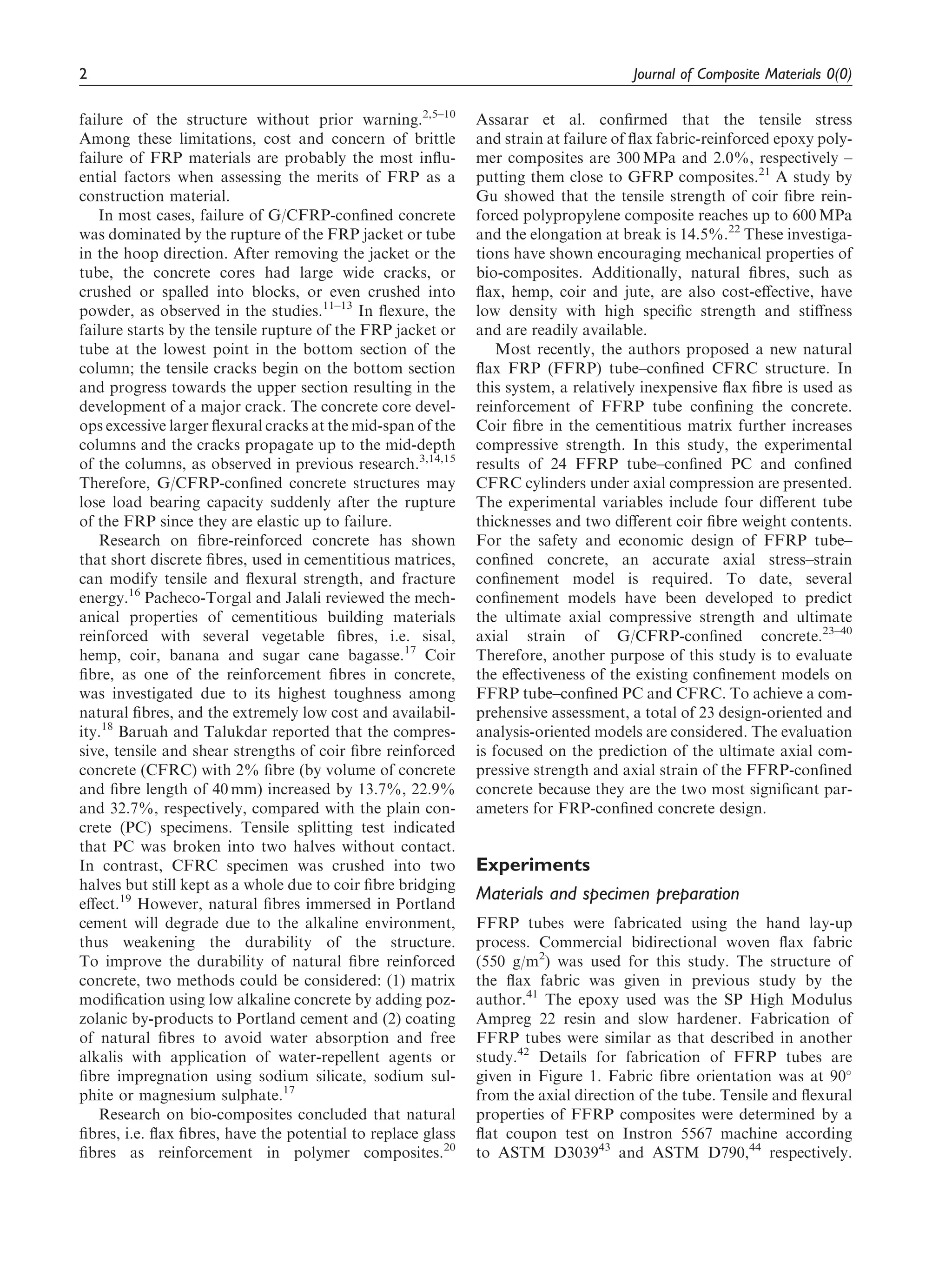 Behavior and analytical modeling of natural flax frp tube confined ...
