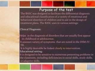 Behavior assessment system for children (BASC) | PPTX