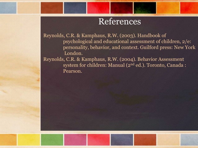 Behavior assessment system for children (BASC) | PPTX