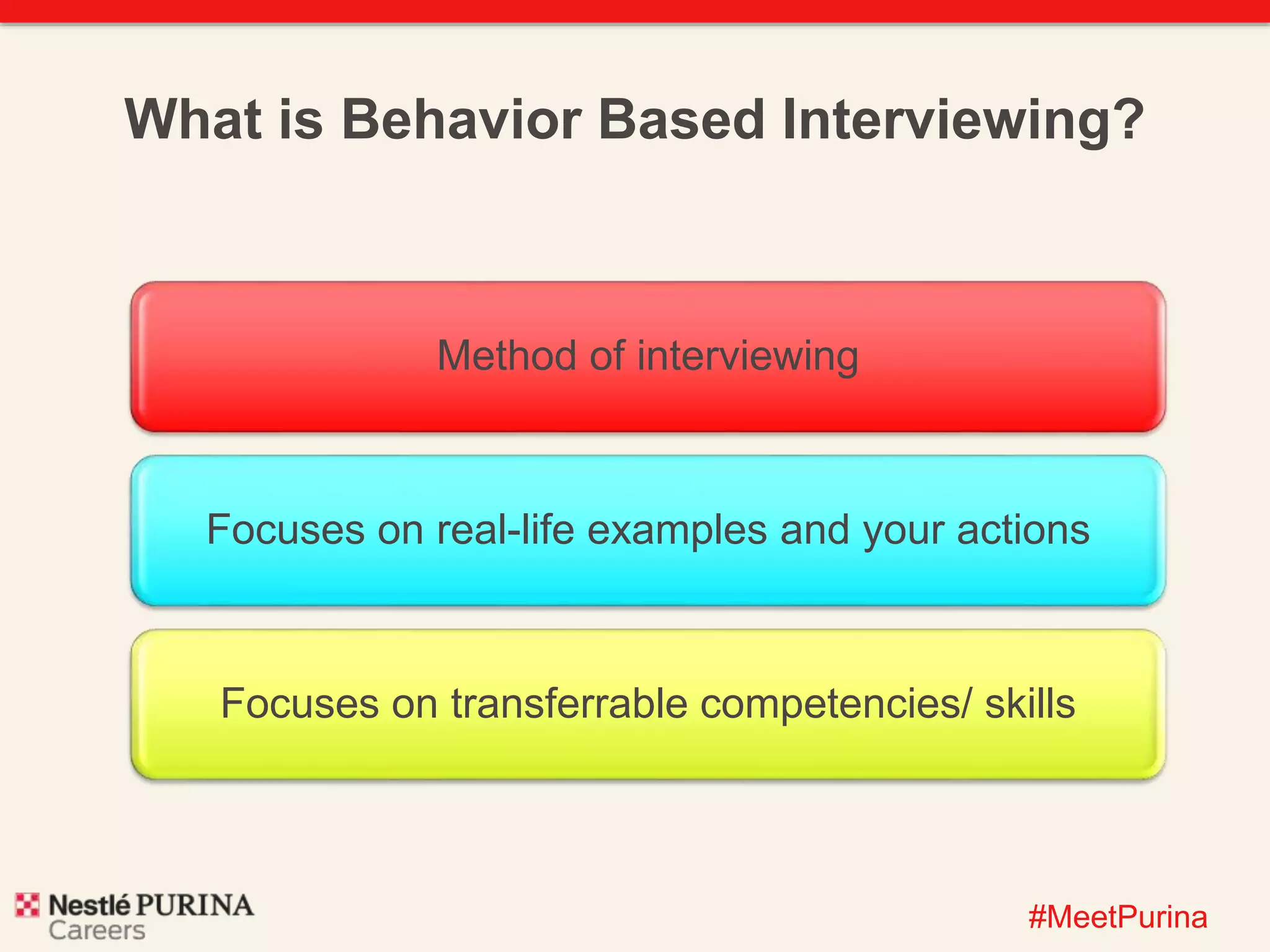 Behavior Based Interviewing at Nestlé Purina | PPTX