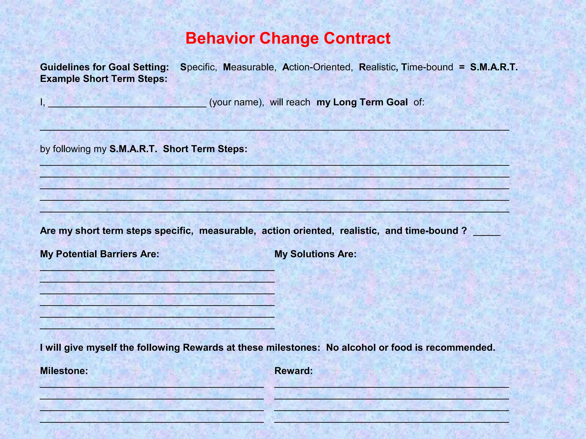 Behavior change contract Set yourself up for success! | PPT