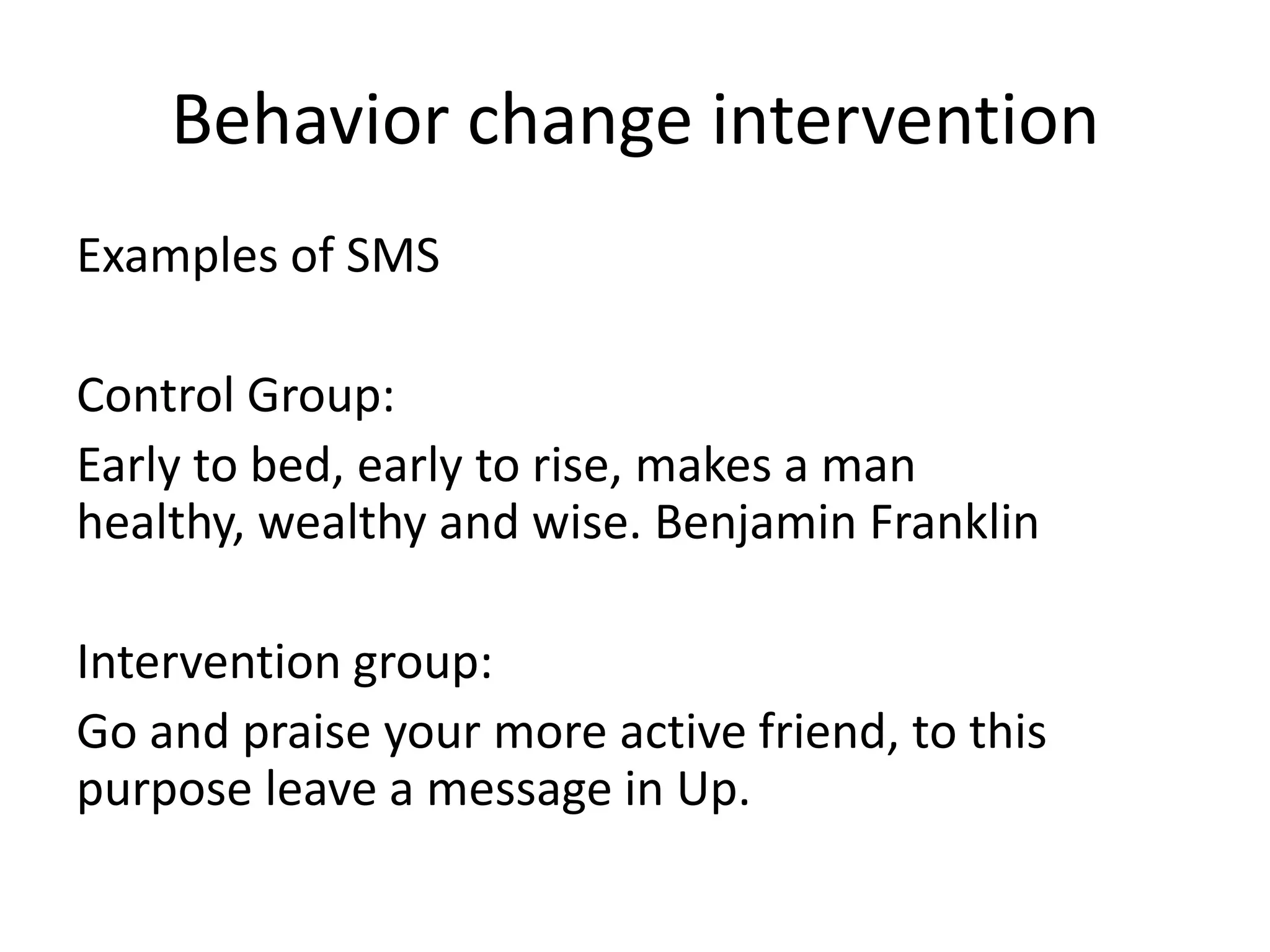 Behavior change intervention | PPTX