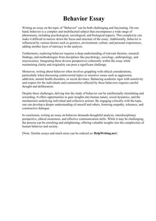 Behavior Essay | PDF