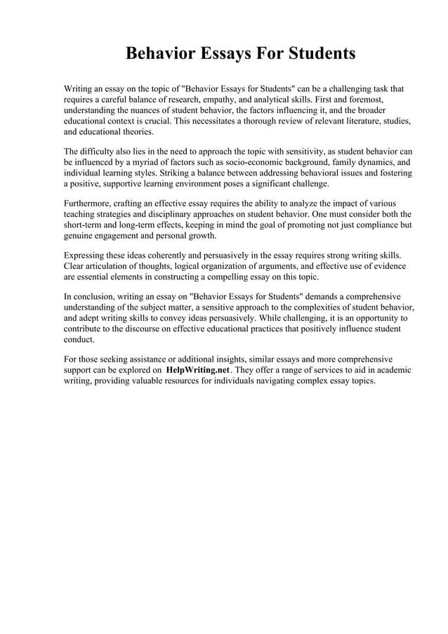 Behavior Essays For Students.pdf
