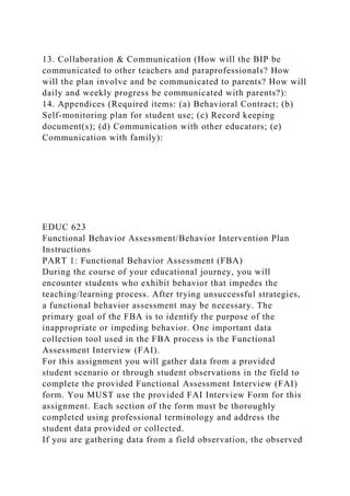 Behavior Intervention Plan (BIP)Student’s Name Student.docx ...