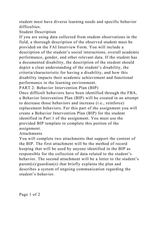 Behavior Intervention Plan (BIP)Student’s Name Student.docx